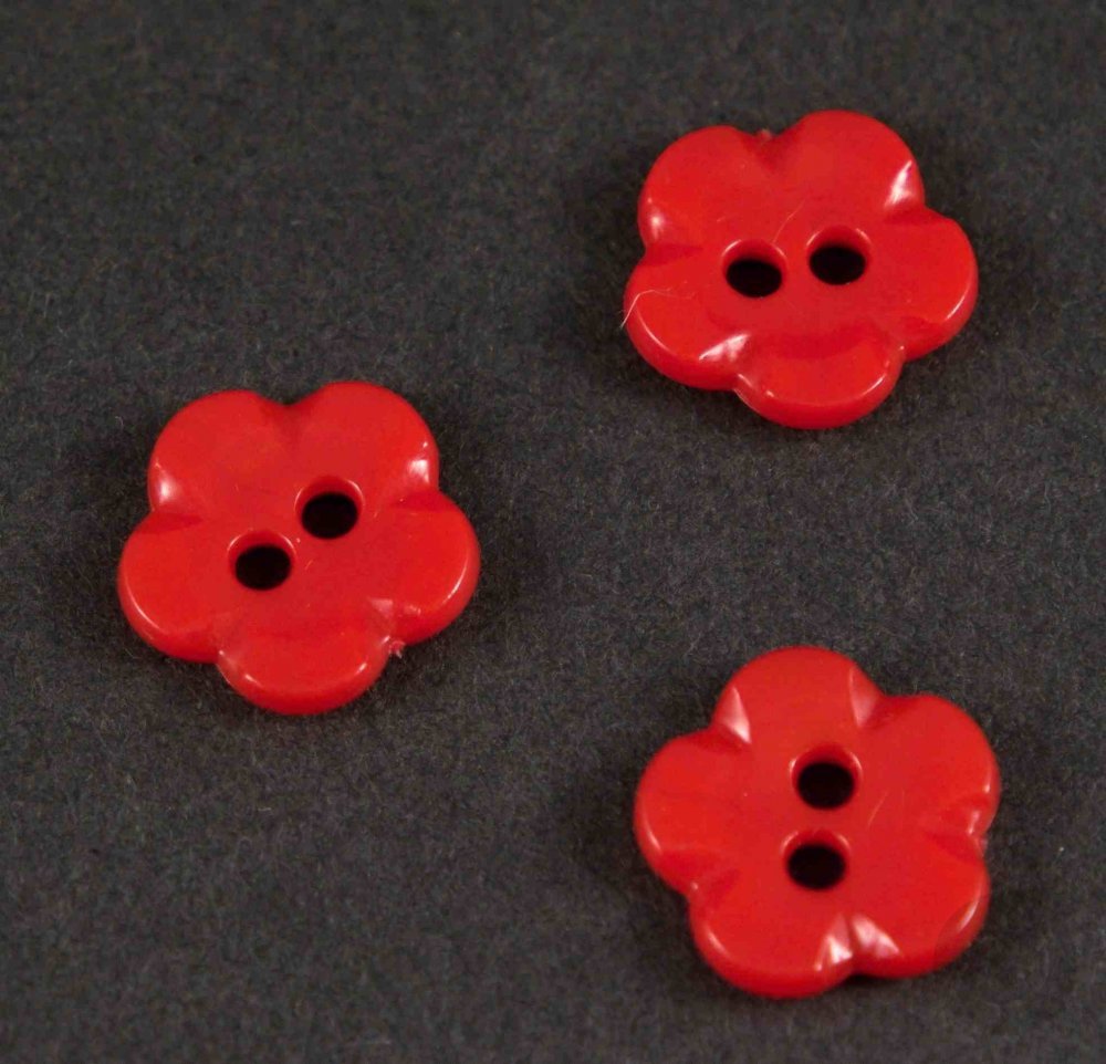 Flower - shaped button - red - diameter 1.5 cm :: Sewing-knitting.eu