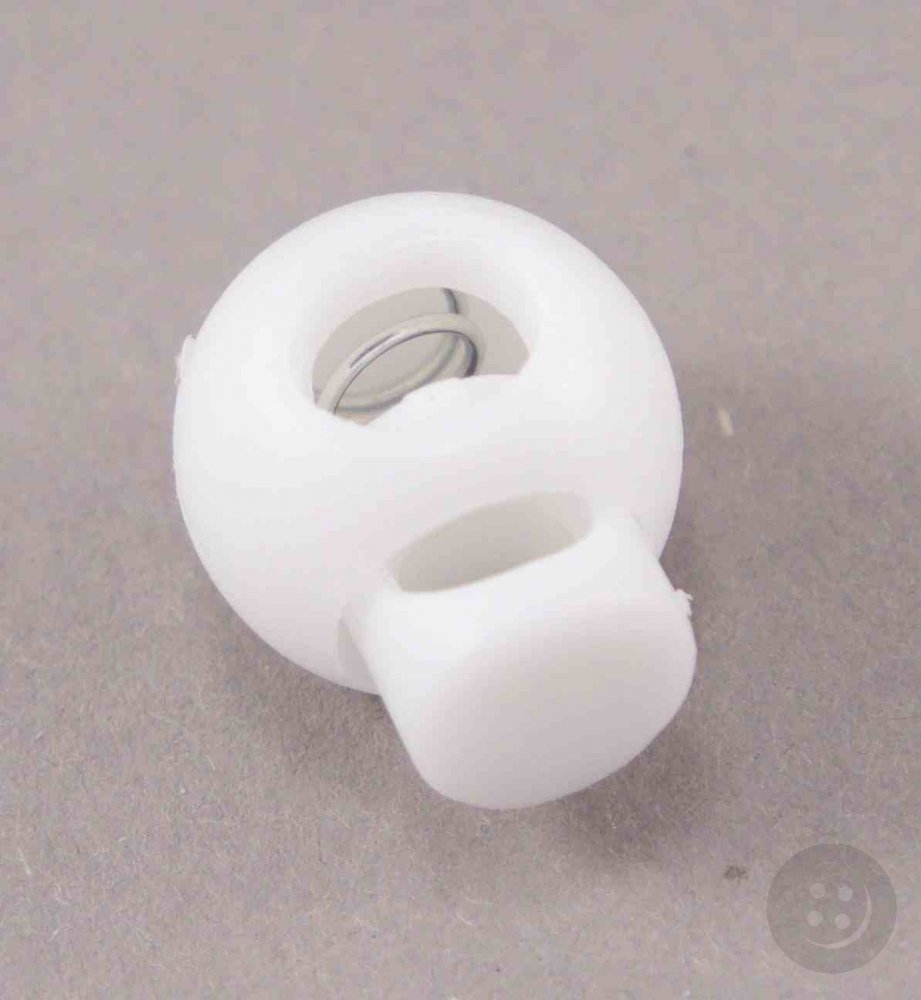 Plastic round cord lock - white - pulling hole diameter 0.5 cm ...