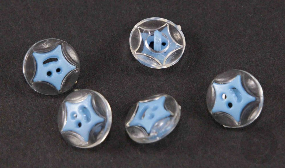 Children's button - blue star on a transparent background - diameter 1. ...