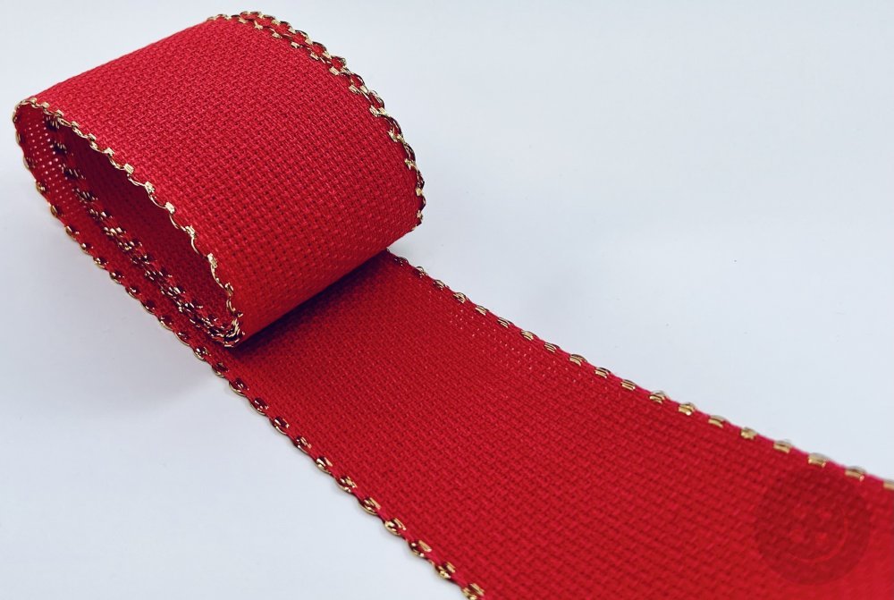 Embroidery tape red with gold edge :: Sewing-knitting.eu